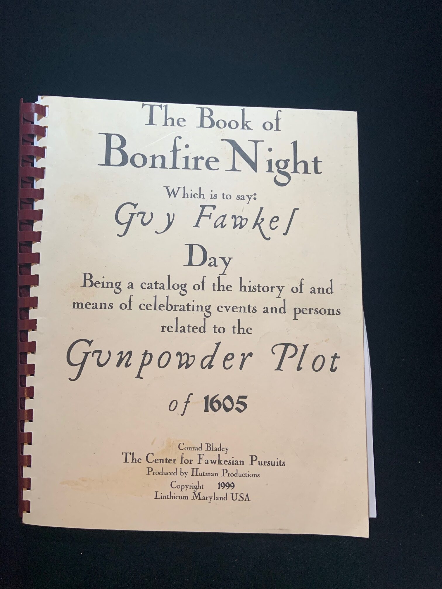 The Book of Bonfire Night. - The Historical Society of Harford County